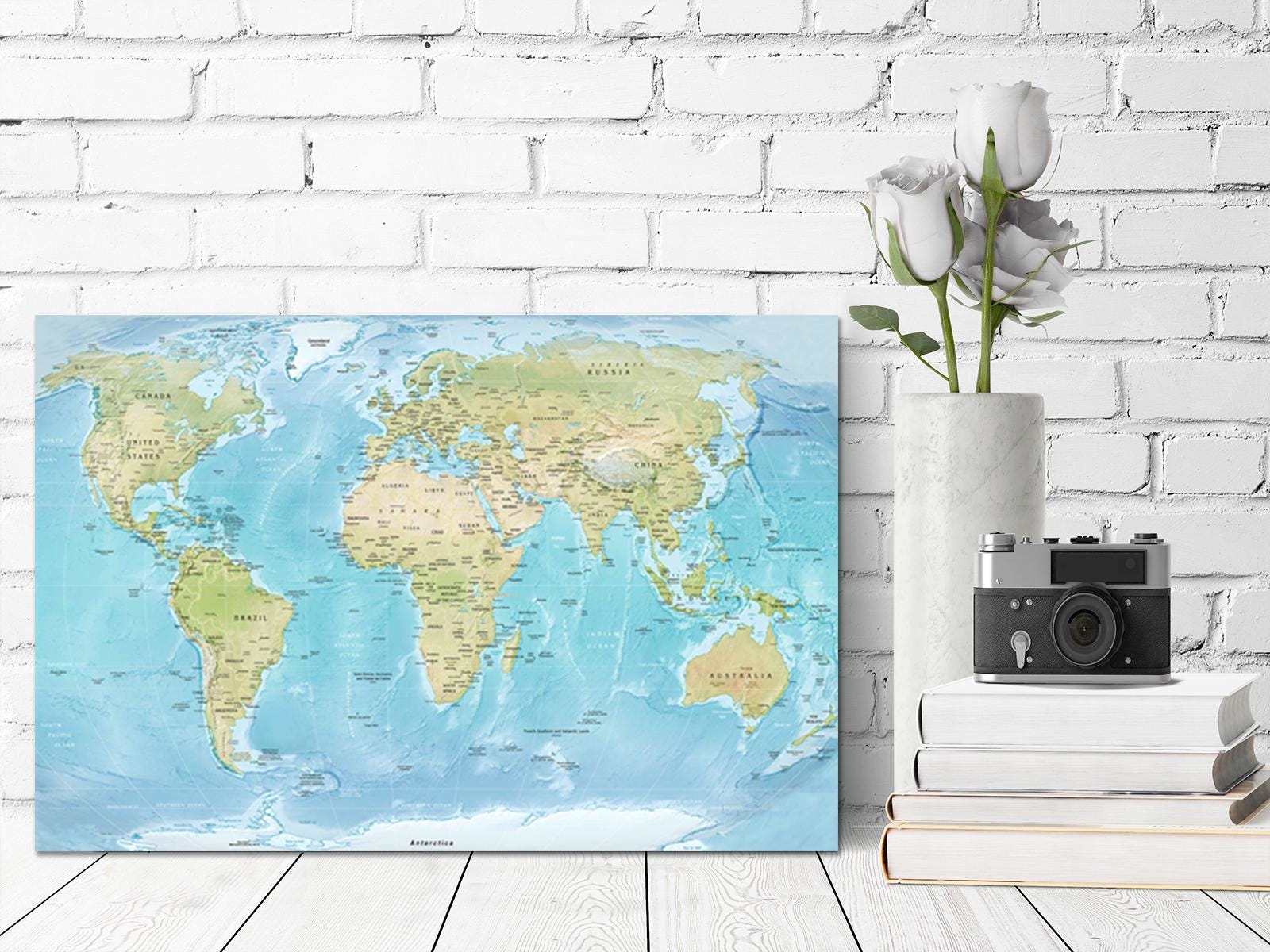 World Map High-resolution Detailed Wall Art, Wall Hangings, Home Decor ...