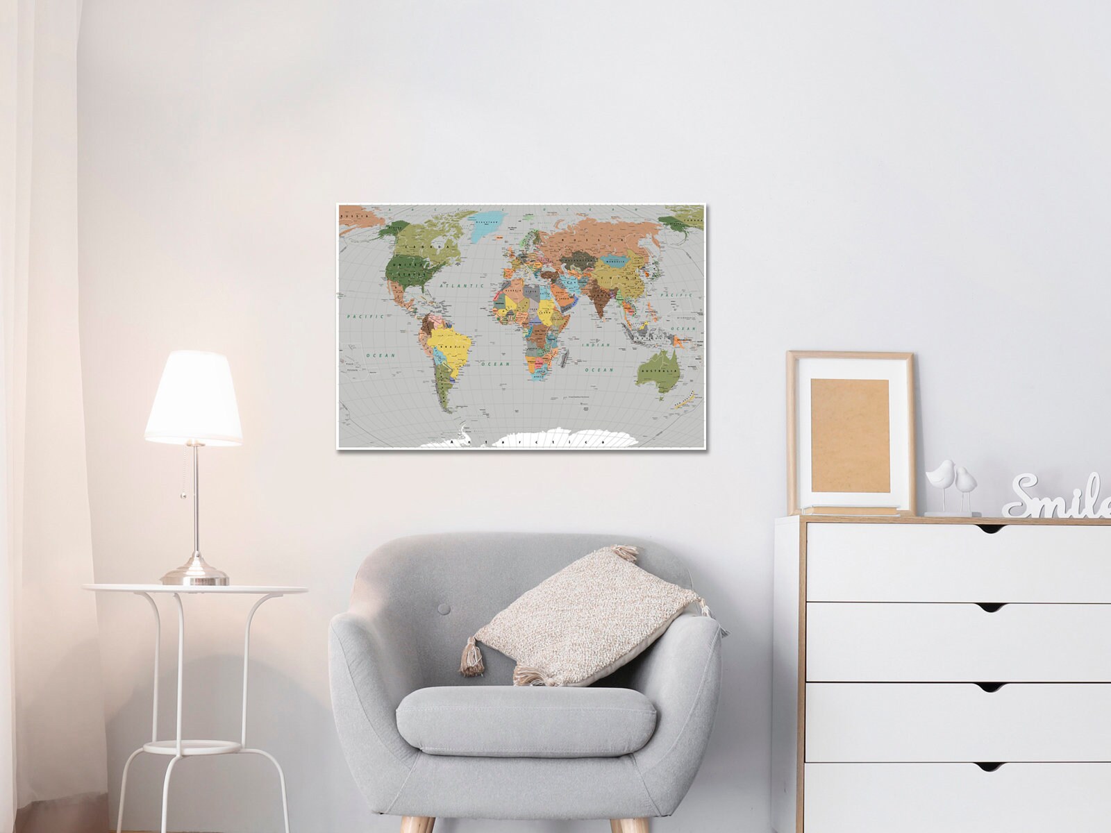 World Map High Resolution Detailed Wall Art , Wall Hangins ,home Decor ...