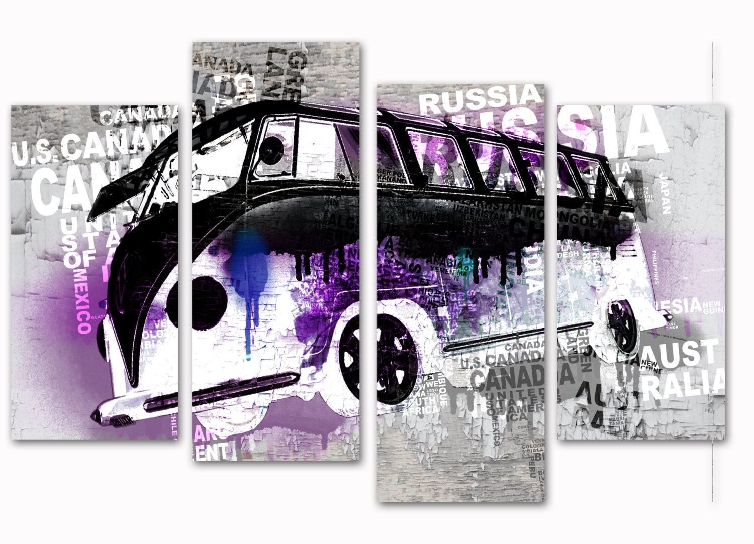 Vw Camper Van Graffiti Style - Etsy