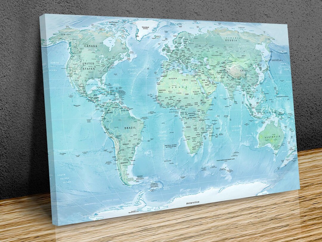 World Map High-resolution Detailed Wall Art, Wall Hangings, Home Decor ...