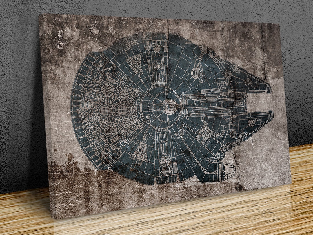 Star Wars Millenium Falcon Artwork Canvas Prints Framed on Bars Wall ...