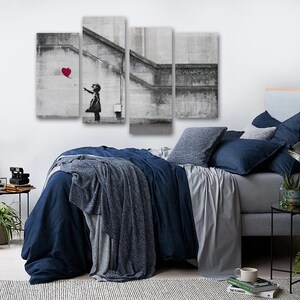 Banksy There is Always Hope Balloon Girl Set of 4 Framed Split Canvas ...