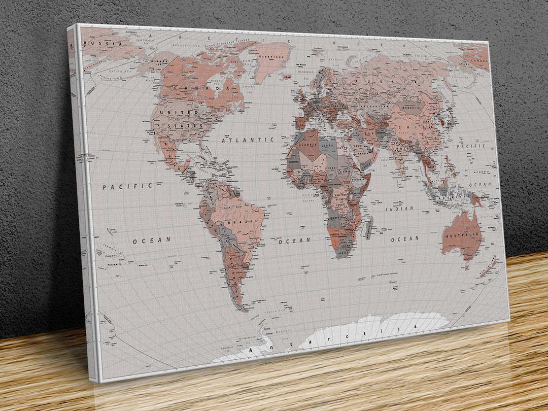 World Map High Resolution Detailed Wall Art , Wall Hangins ,home Decor ...