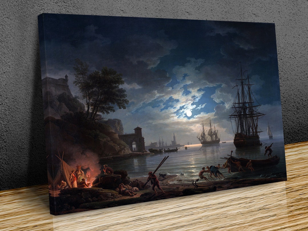 Moonlight, 1772 Claude-joseph Vernet, Wall Hangins, Canvas Print Art ...