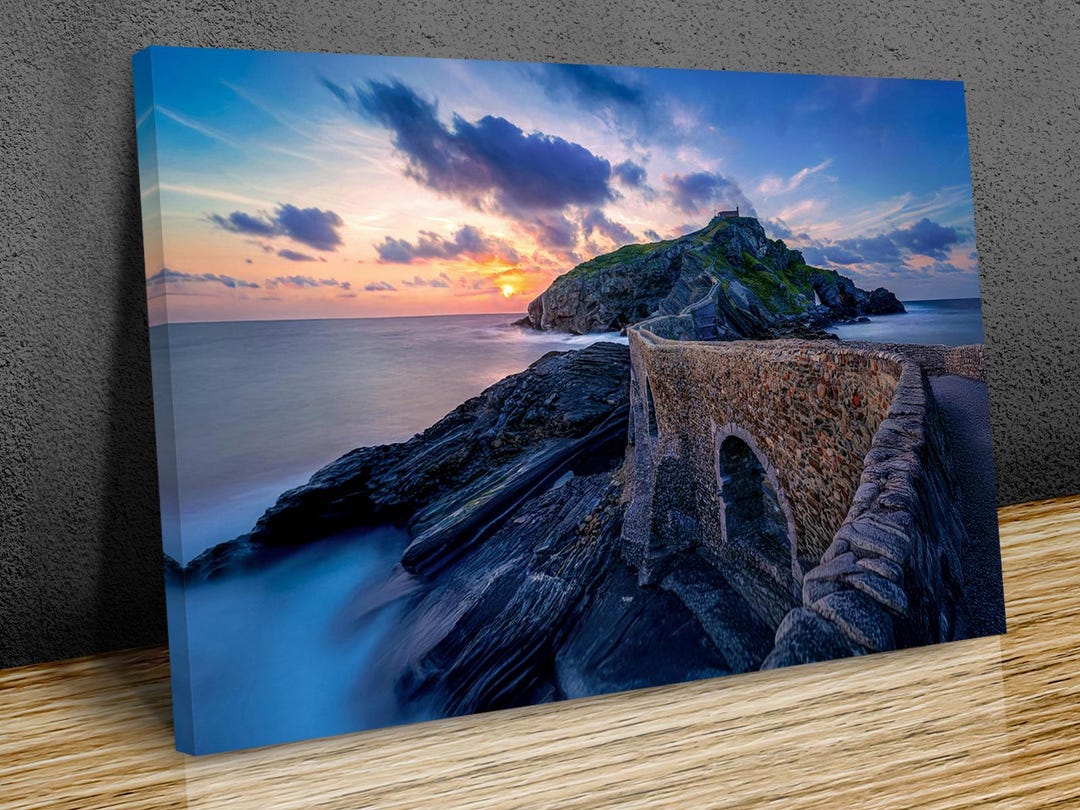 Gaztelugatxe Canvas Print - Dragonstone Spain - Basque Country Sunset ...