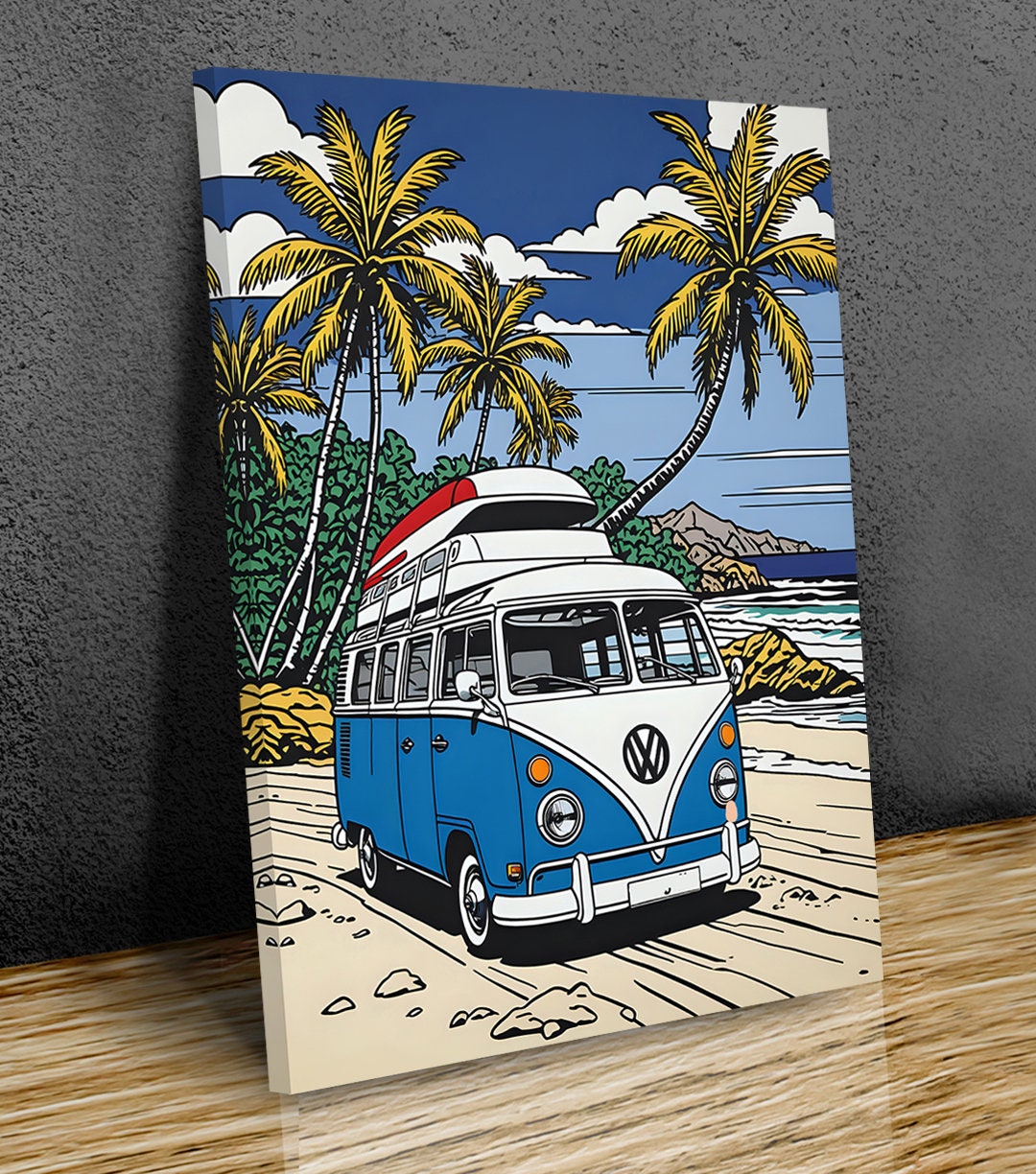 Camper Van, Tropical Beach, Beautiful Girl, Wall Art, Wall Hangings ...