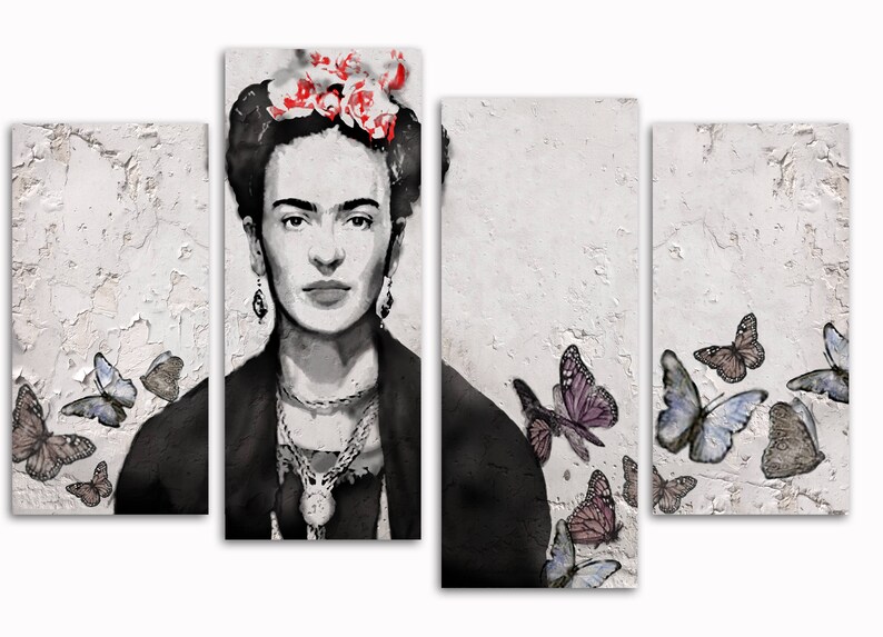 Frida Kahlo/banksy graffiti butterflies /set of 4 canvas | Etsy