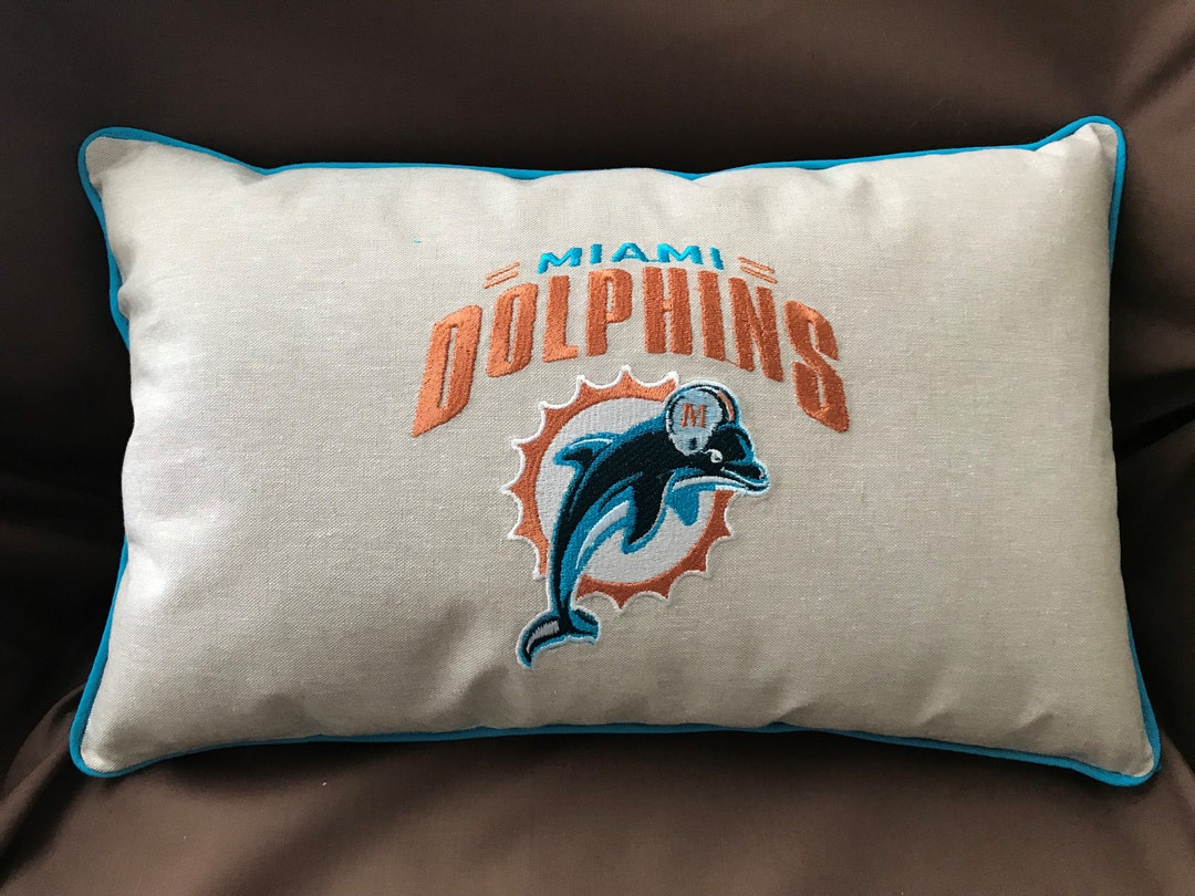 Miami Dolphins Embroidered Pillow - Etsy