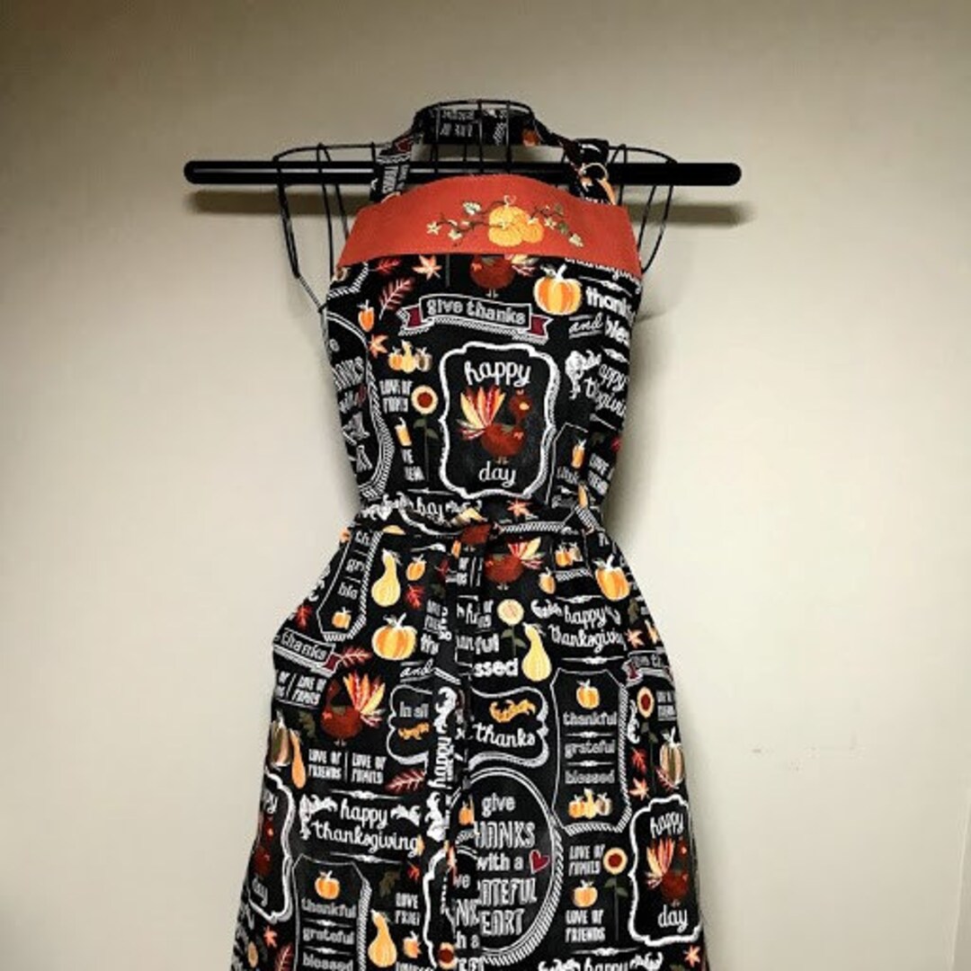 Thanksgiving Apron Holiday Apron Embroidered Thanksgiving - Etsy