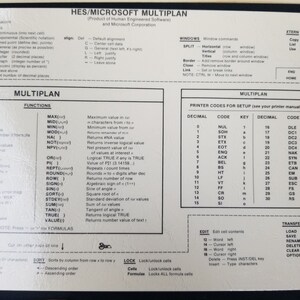 1984 Commodore 64 Multiplan Easy Script Keyboard Overlays Leroy's ...