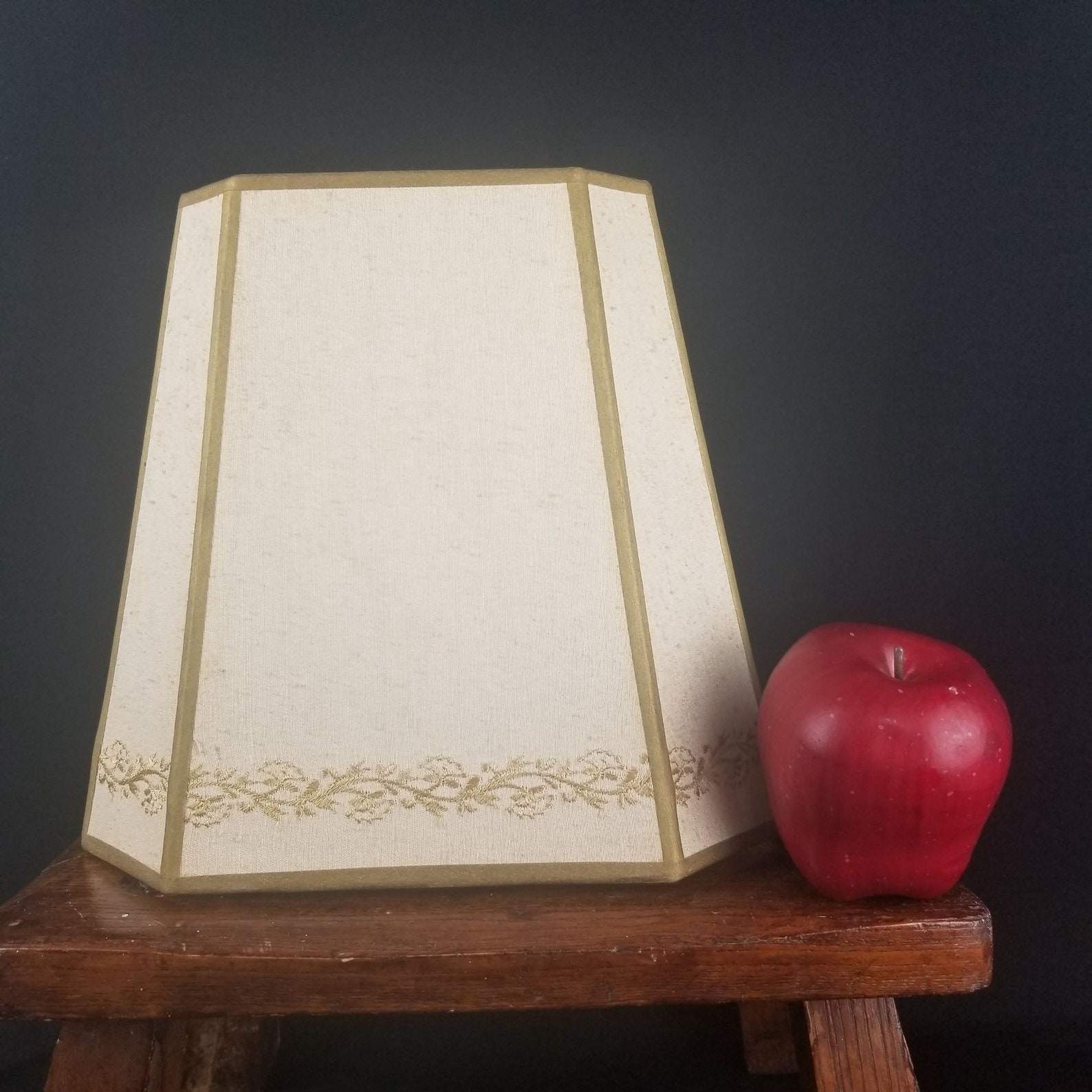 Octagonal Embroidered Fabric Lamp Shade Beige Shade Gold Trim - Etsy