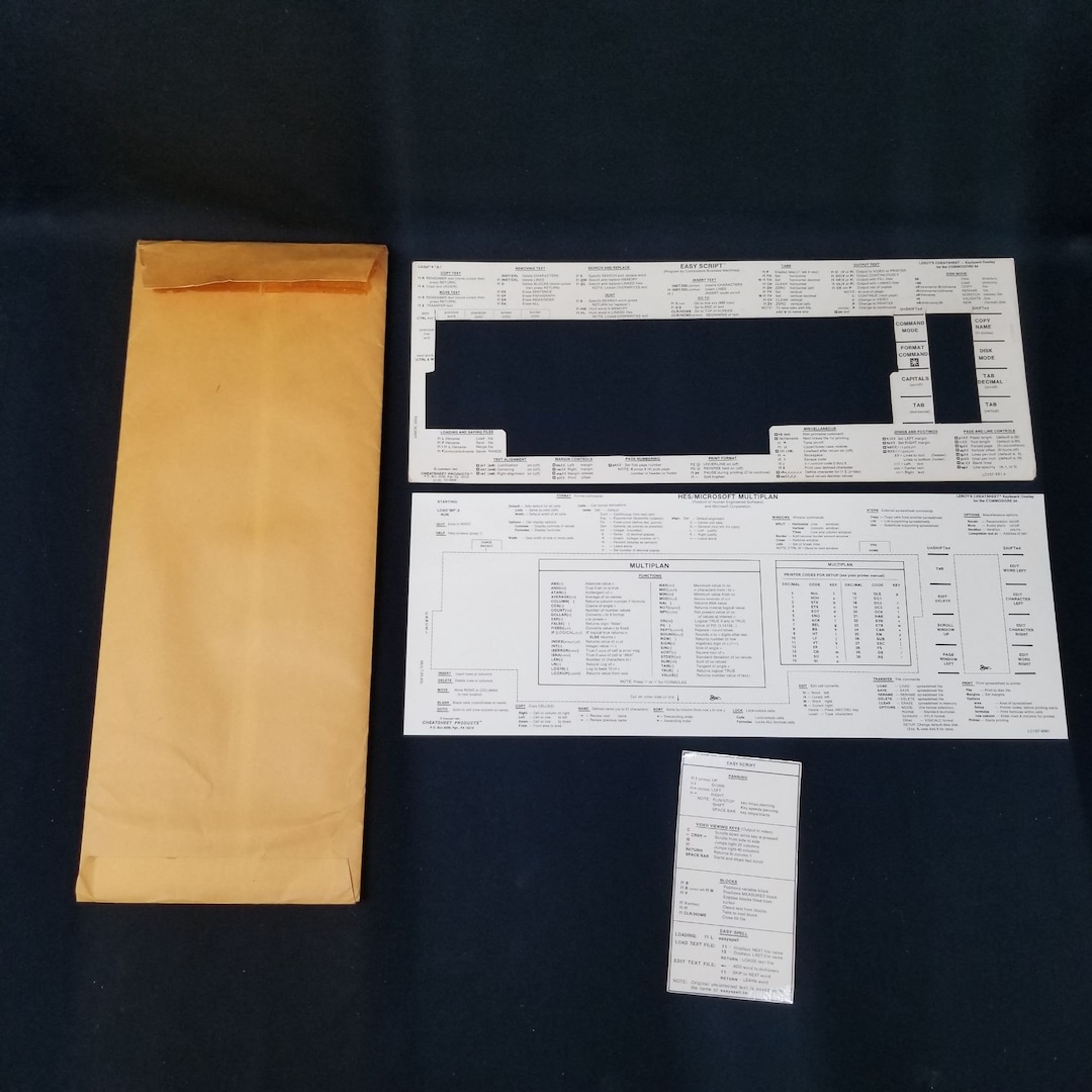 1984 Commodore 64 Multiplan Easy Script Keyboard Overlays Leroy's ...