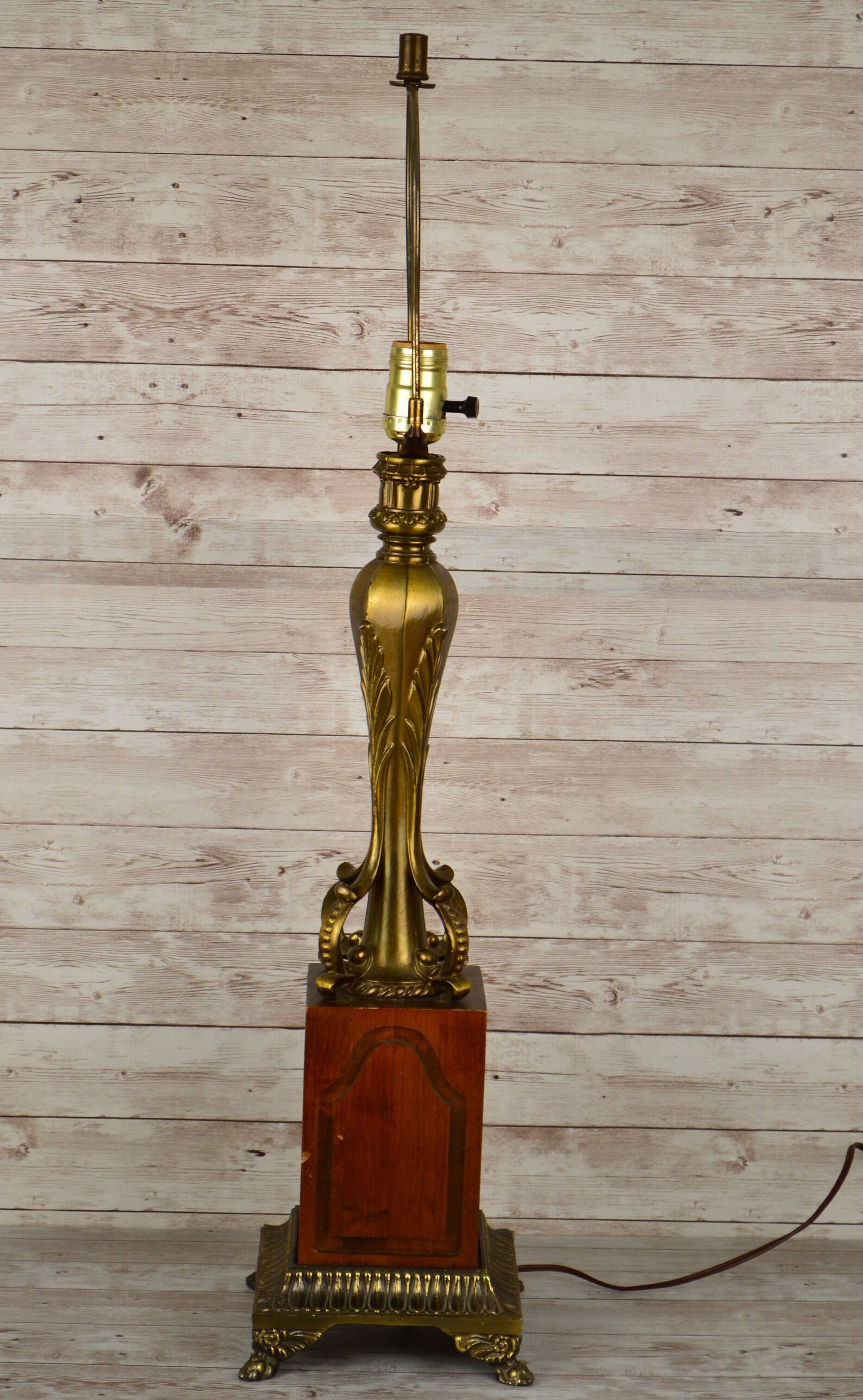 Vintage Falkenstein Table Lamp Wood & Ornate Metal Decor NEEDS - Etsy
