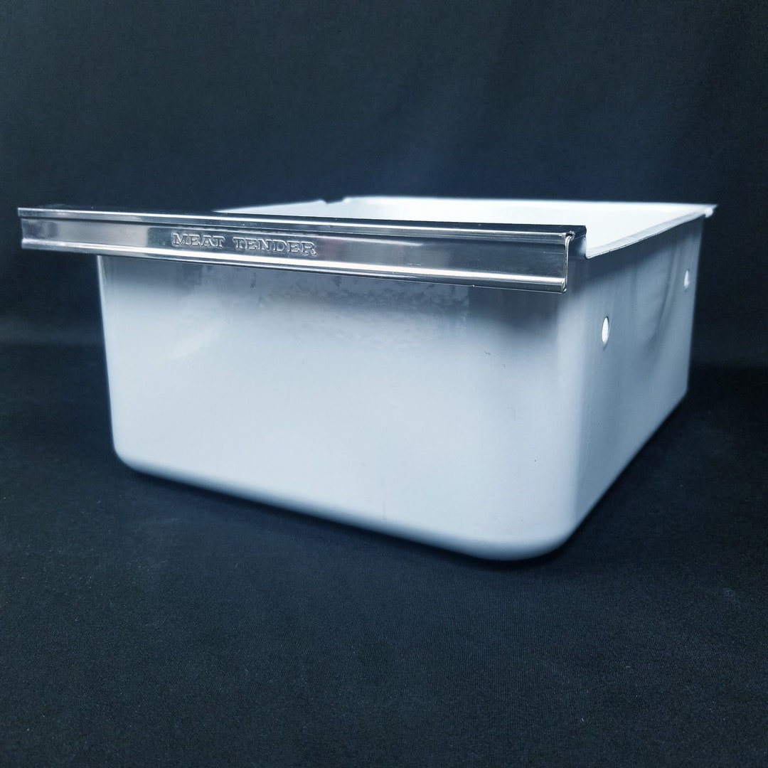 Vintage Baby Blue Enameled Metal Refrigerator Meat Drawer Storage Bin ...