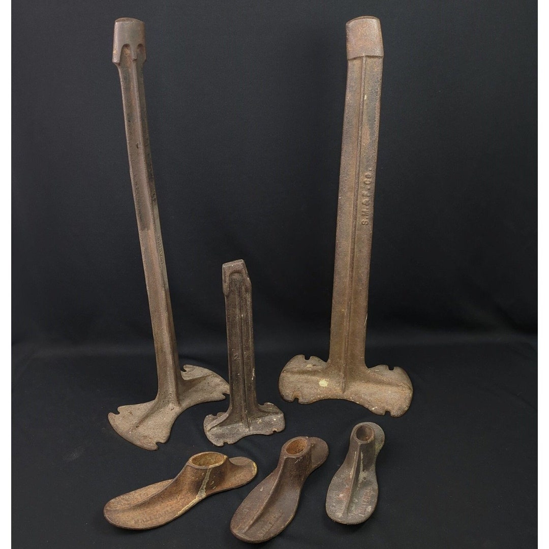 6 Piece Cast Iron Cobbler Shoemaker Forms Malleable B. Mall. M. Co. So ...