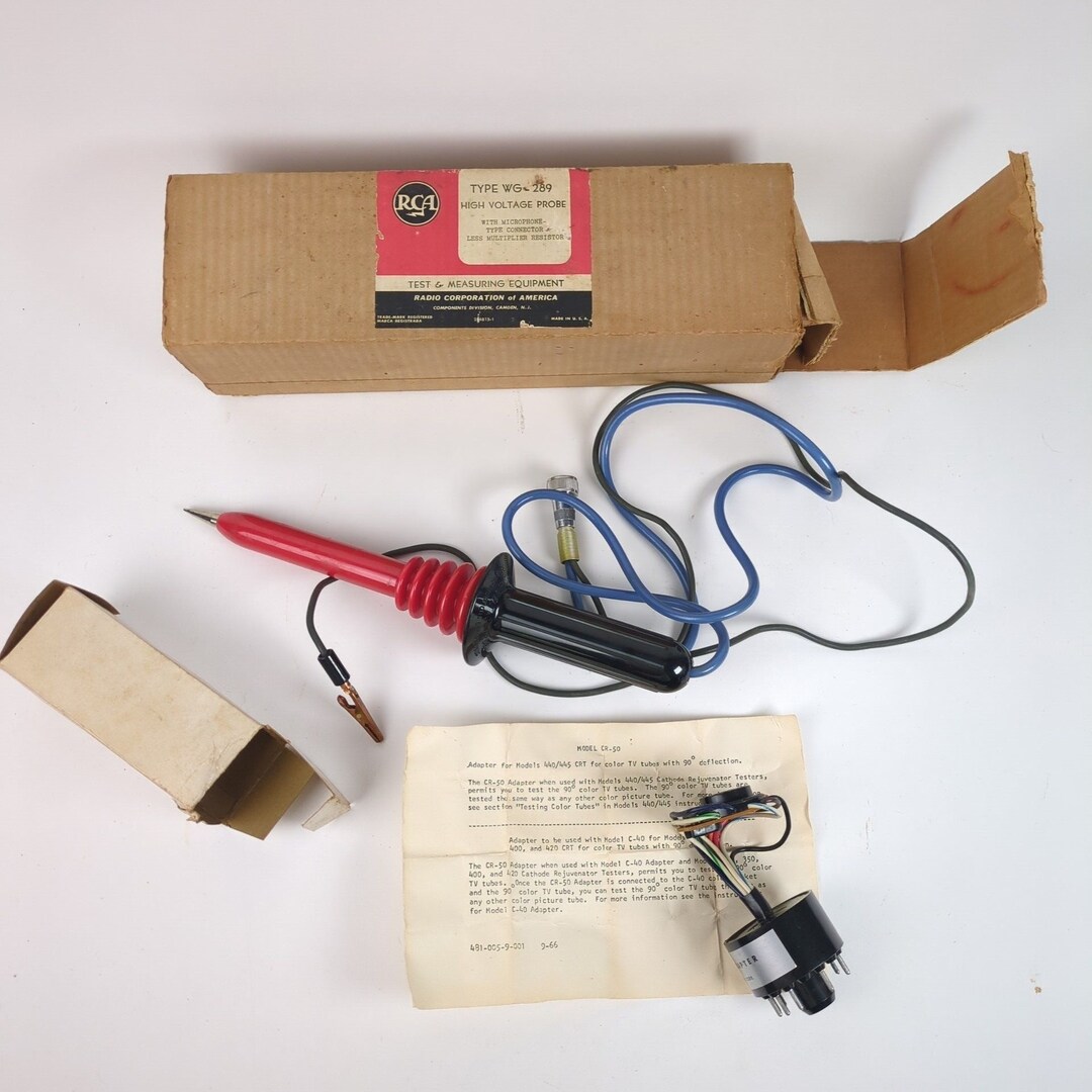 1950 RCA High Voltage Tester Probe Lot WG-289 Tv Tube Repair B&K CR-50 ...