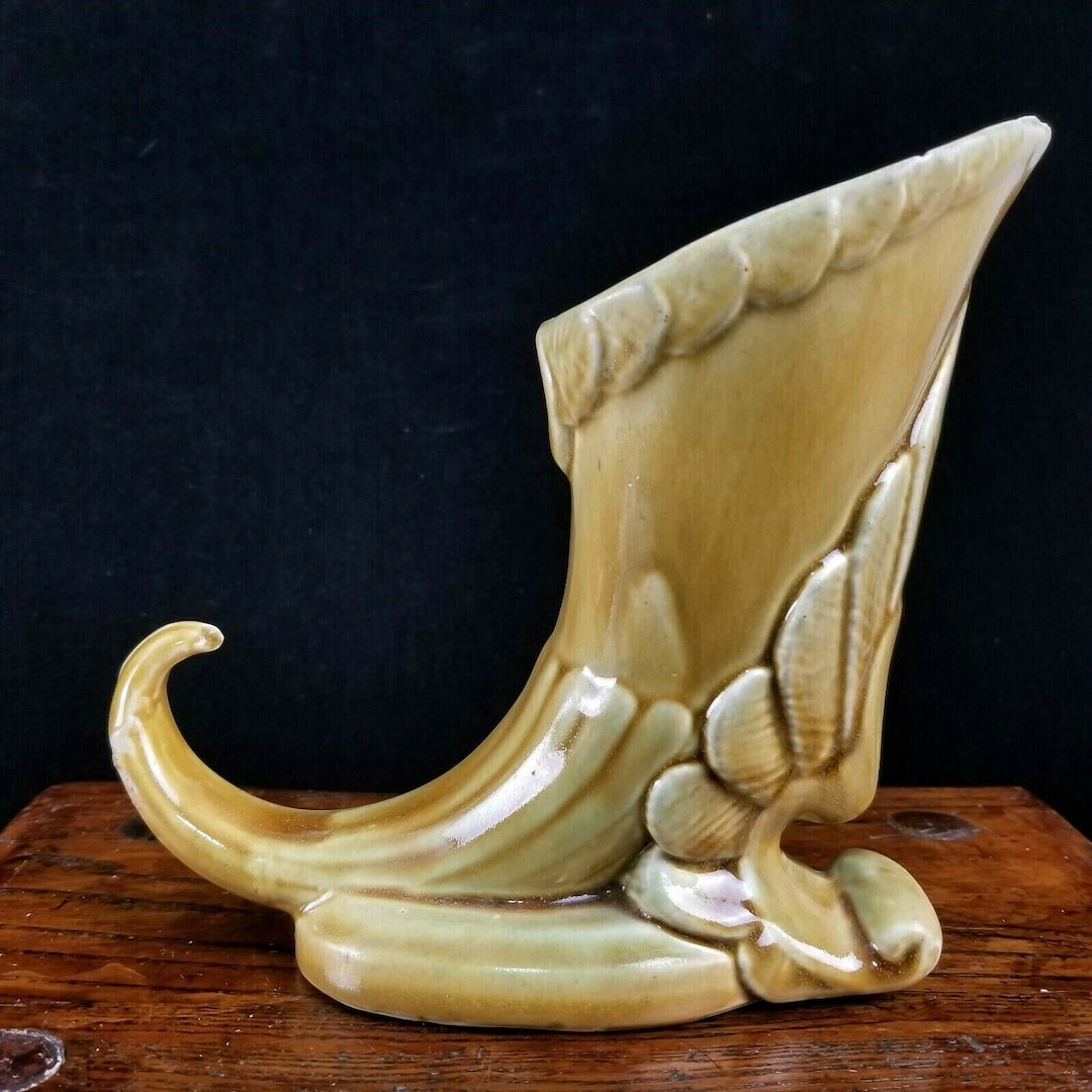 Vintage Niloak Pottery Mustard Yellow Cornucopia Thanksgiving Dinner ...