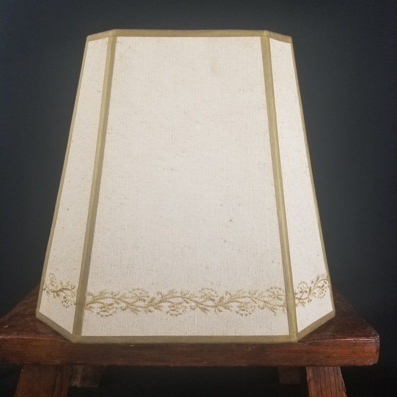 Octagonal Embroidered Fabric Lamp Shade Beige Shade Gold Trim - Etsy