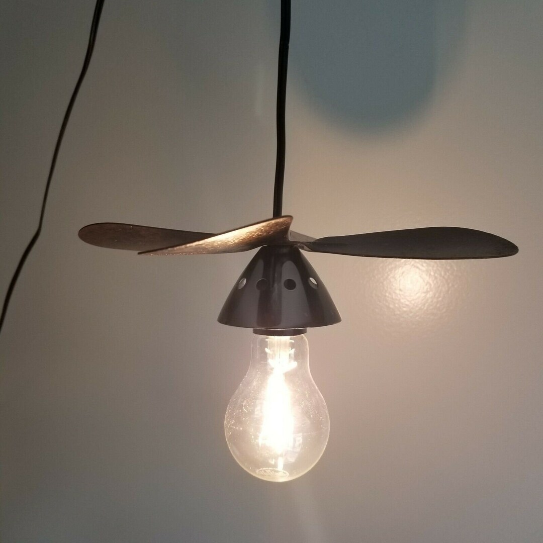 Repurposed Metal Fan Blade Pendant Light: Rustic Industrial Swag ...
