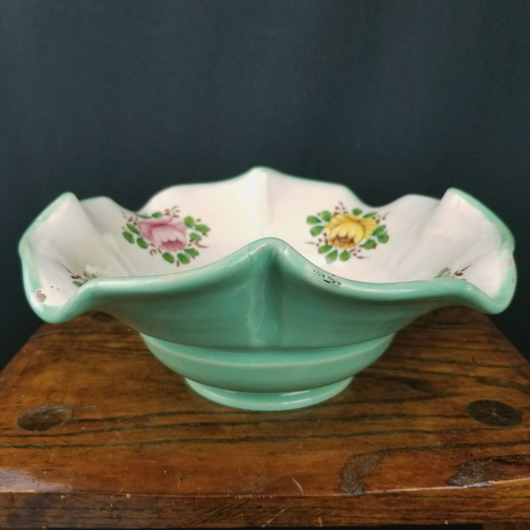 Signed Italy Vanro Bowl H-966 Floral Design Imperfect Many Flaws ...