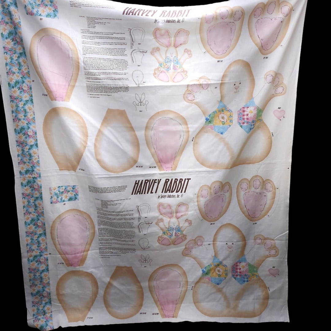 Uncut Harvey Rabbit Fabric Panel Easter Rabbit Spring Craft Easter Gift ...