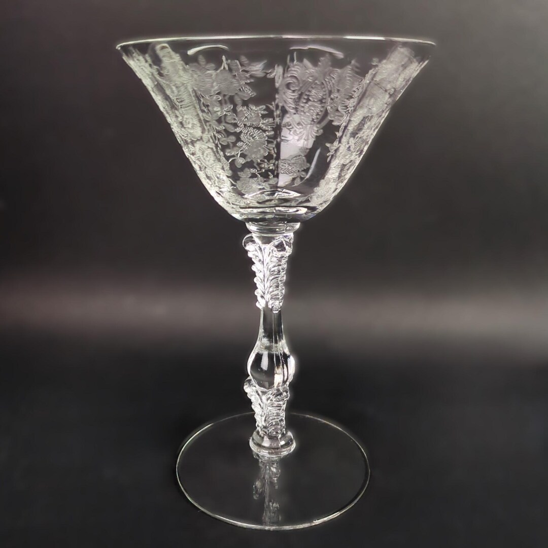 1 Cambridge Rose Point Champagne Glass Lacework Crystal Replacement ...