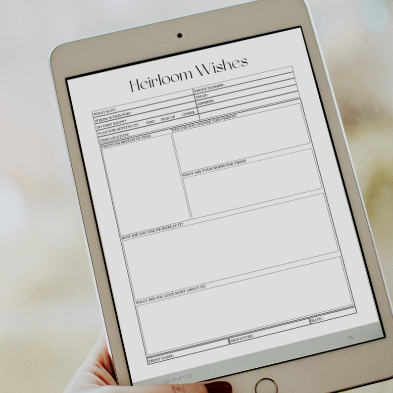 PDF Printable & Fillable Inheritance Heirloom Documentation - Etsy