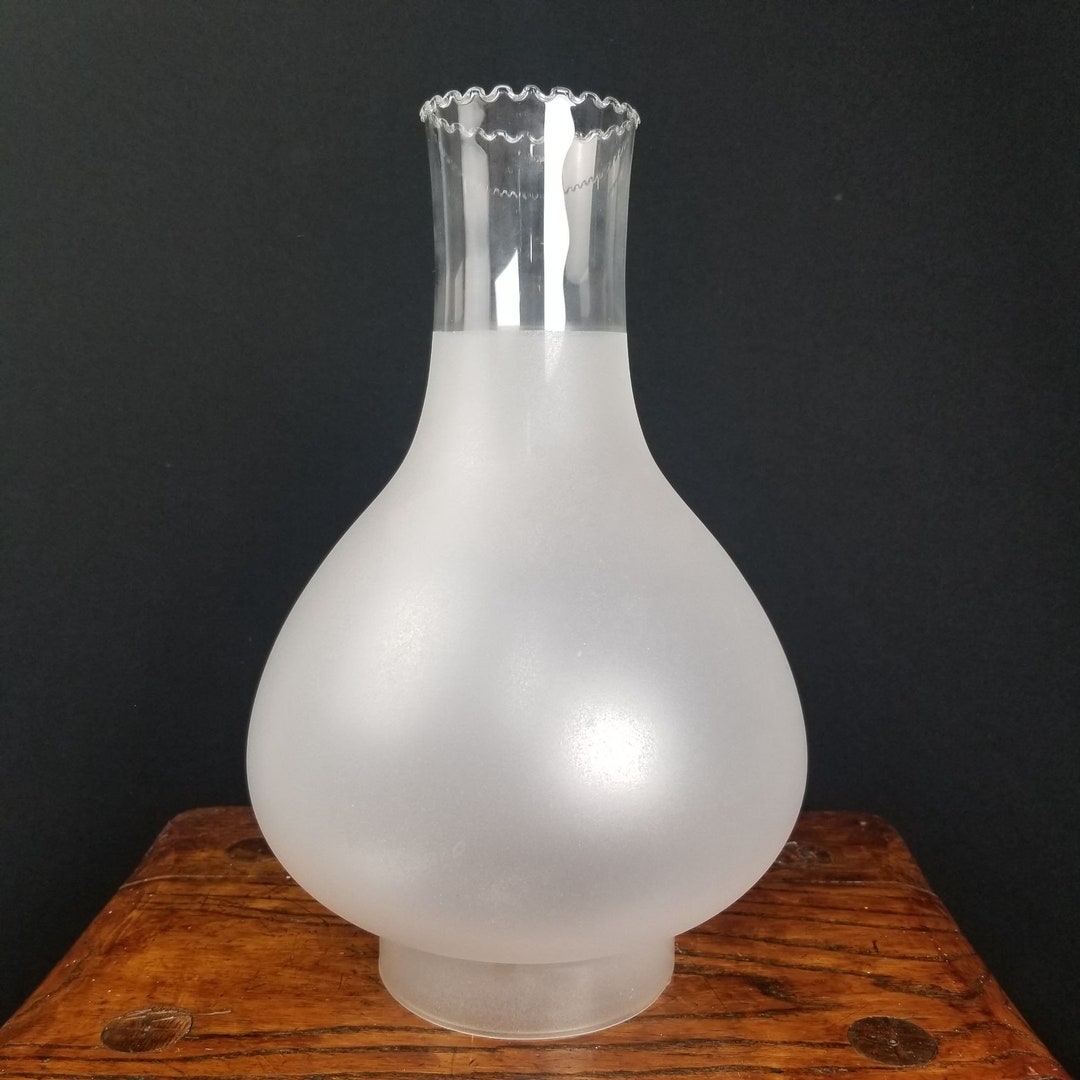 Large Chimney Glass Lamp Shade Satin Frosted Clear Top Replacement ...