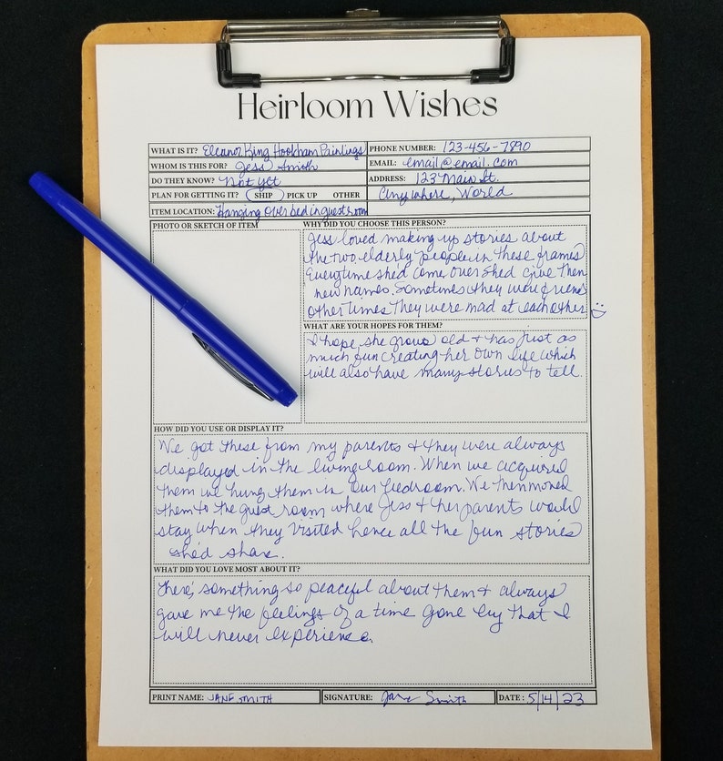 PDF Printable & Fillable Inheritance Heirloom Documentation - Etsy