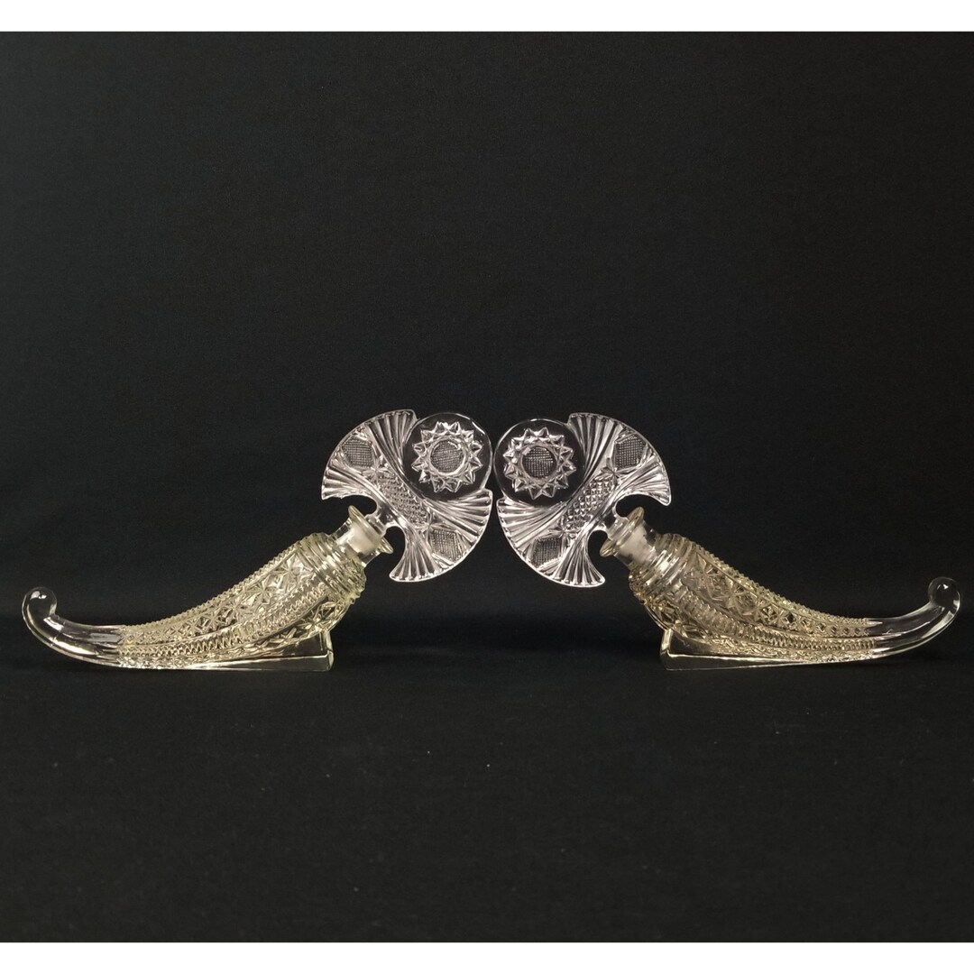 2 Glass Cornucopia Shaped Perfume Bottles & Stoppers - Etsy