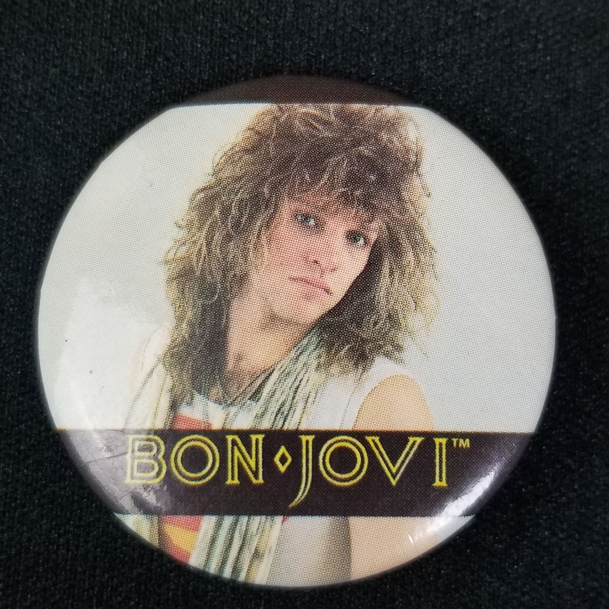 1987 Bon Jovi Pin Pinback Button 1980s Rock Band Slippery When Wet Tour ...