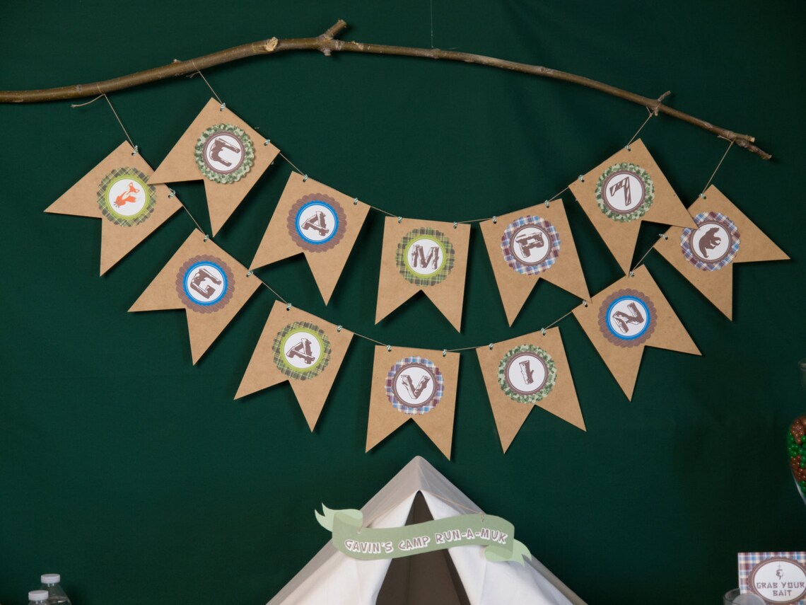 PRINTABLE Party Bunting Banner camp Run A Muk - Etsy