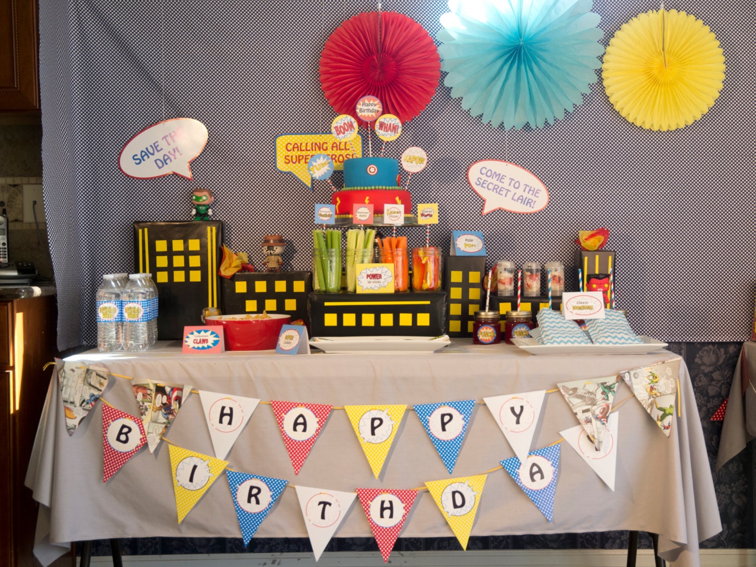 Superhero Comic Book Birthday Banner With Tutorial - Superhero Birthday ...