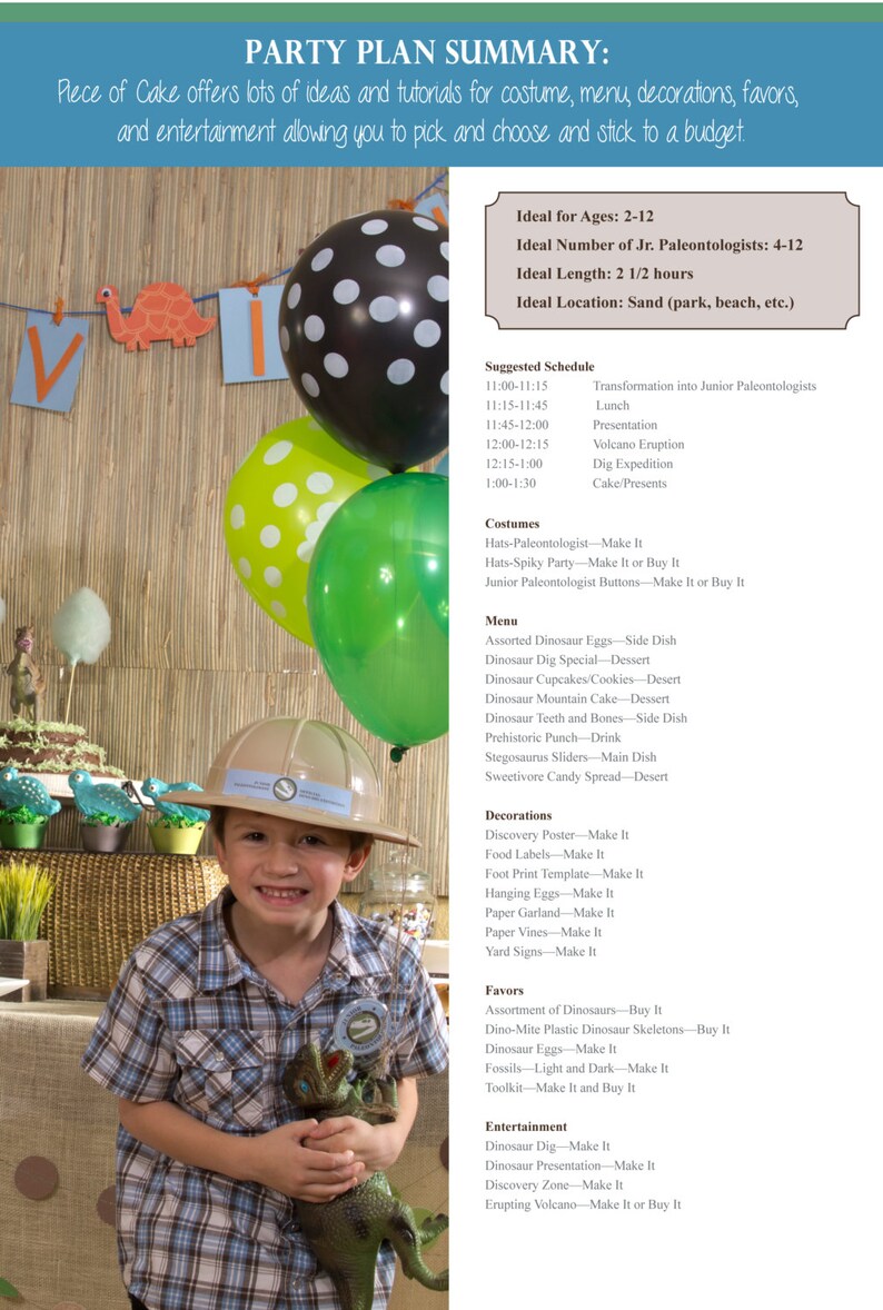 Diggin' For Dinosaurs Party Plan: 50 Page Guide to Plan | Etsy