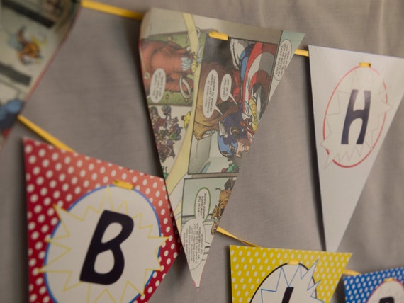 Superhero Comic Book Birthday Banner With Tutorial Superhero - Etsy