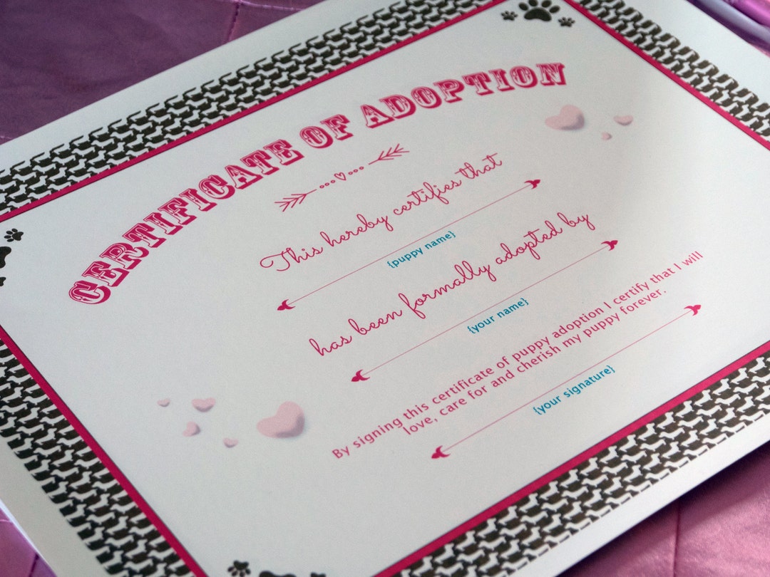Puppy Love Party - Puppy Adoption Certificate and Puppy Adoption Sign ...