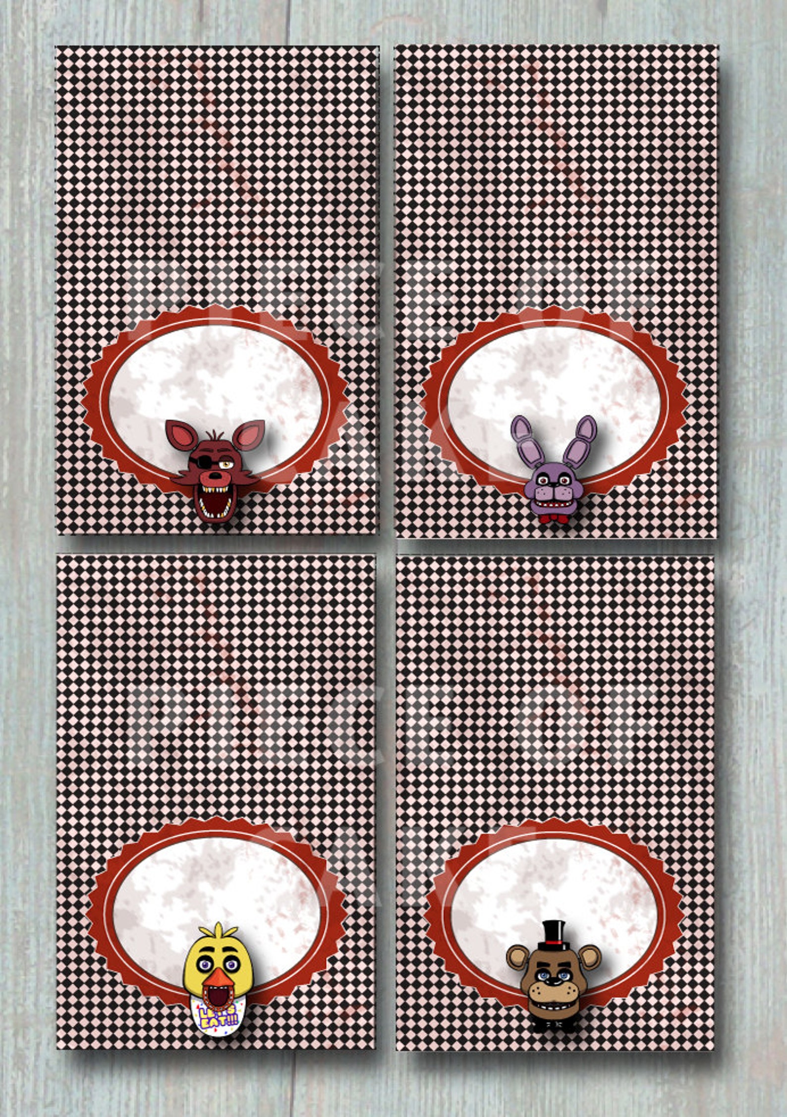 Five Nights at Freddy's Table Place Cards Printable | Etsy