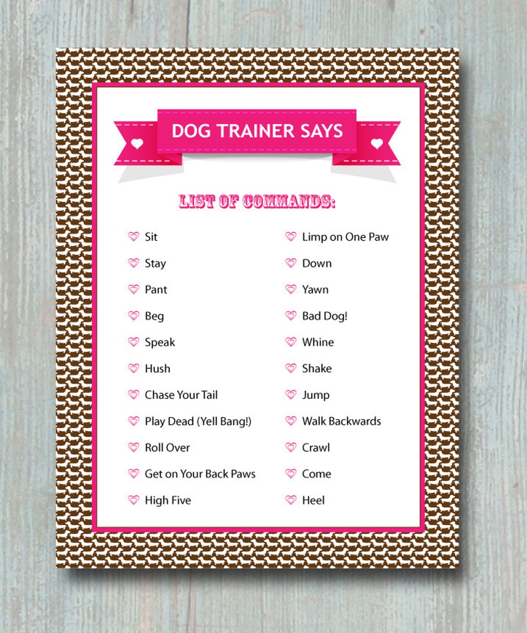 Puppy Love Party Game / Activity Printable - "mimics Simon Says" but ...