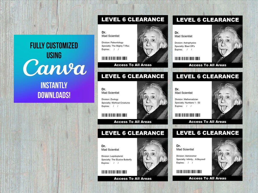 EDITABLE Security Clearance Badge Printable - 28 DIFFERENT DESIGNS ...