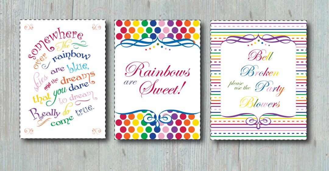 THREE Rainbow Party Sign Printables - Rainbows Are Sweet Candy Bar Sign ...