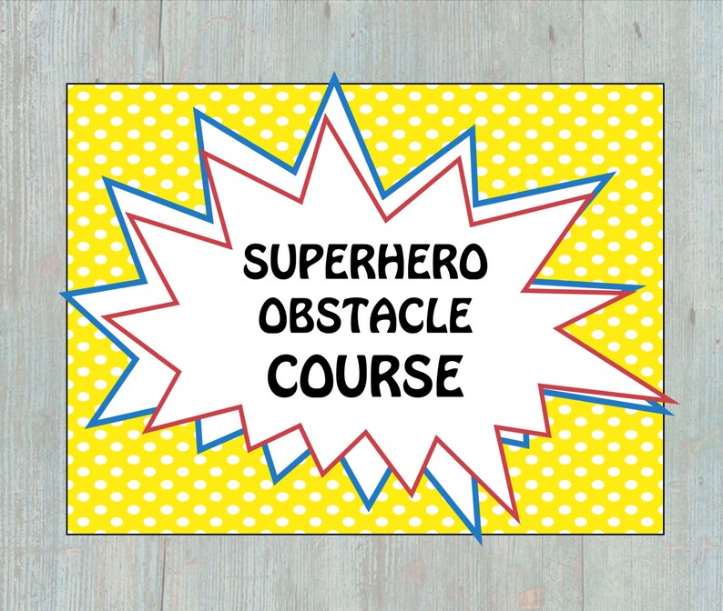 Three Superhero Backdrop Signs With BONUS Obstacle Course Sign | Etsy