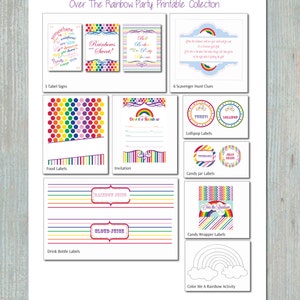 Rainbow Birthday Party Printables Set - INCLUDES CUSTOMIZED INVITATION ...