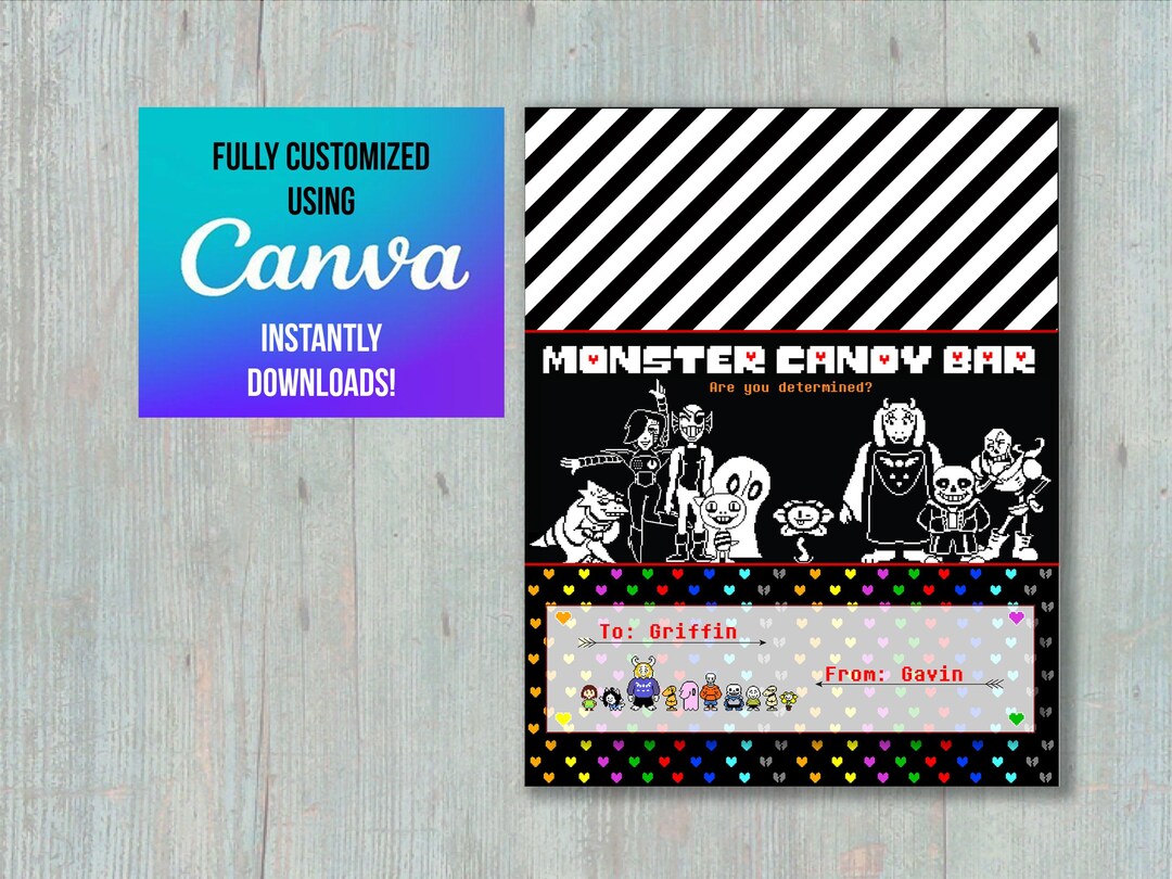 EDITABLE Undertale "monster" Candy Bar Wrapper - Birthday Party Favor ...