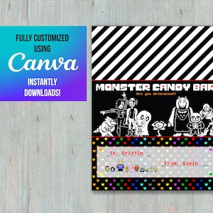 EDITABLE Undertale "monster" Candy Bar Wrapper - Birthday Party Favor ...