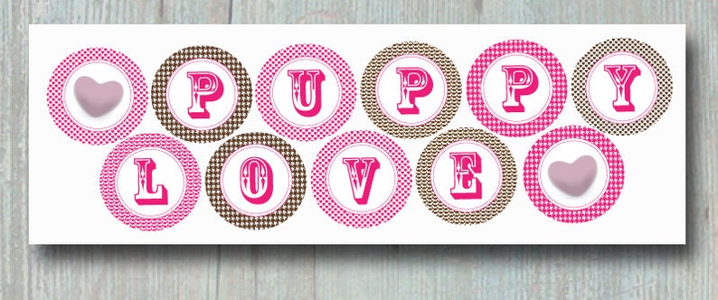 Puppy Love Birthday Banner / Flag Printable SET Can Be | Etsy