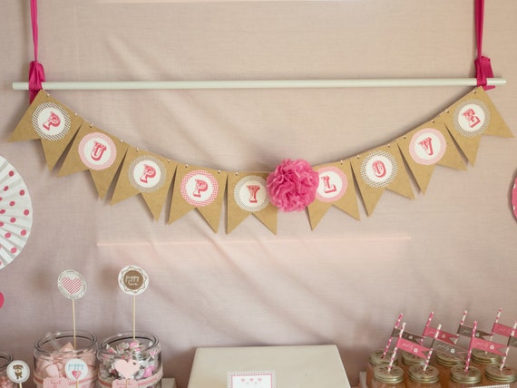 Puppy Love Birthday Banner / Flag Printable SET Can Be | Etsy