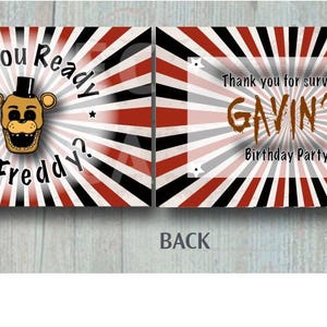 EDITABLE Five Nights at Freddy's Favor Bag CUSTOM Label / Thank You ...