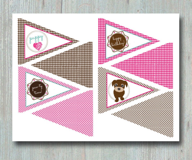 Puppy Love Birthday Banner / Flag Printable SET Can Be | Etsy