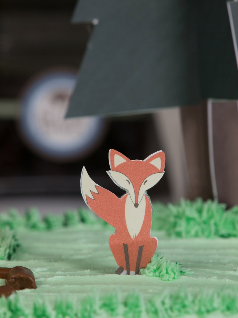 Rustic Themed Cake Topper Printable Includes Tree Fox - Etsy