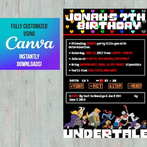 EDITABLE Undertale Invitation - CUSTOMIZE on Canva - Birthday Party - Etsy
